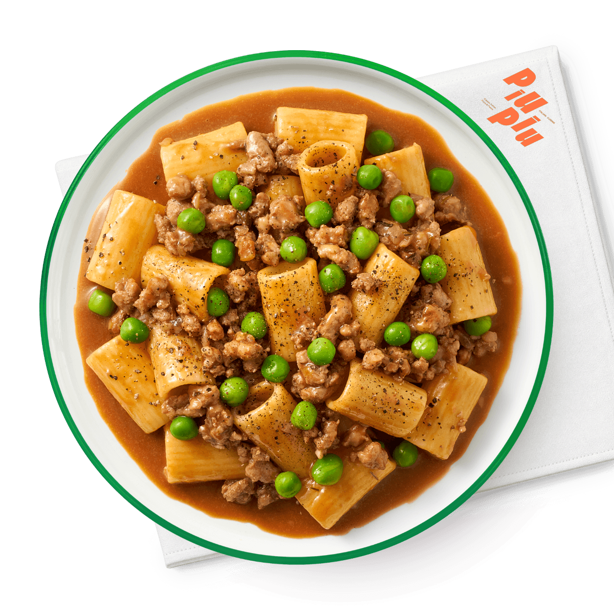Ригатони Piu Piu с мясным рагу и зеленым горошком, 1 упаковка
