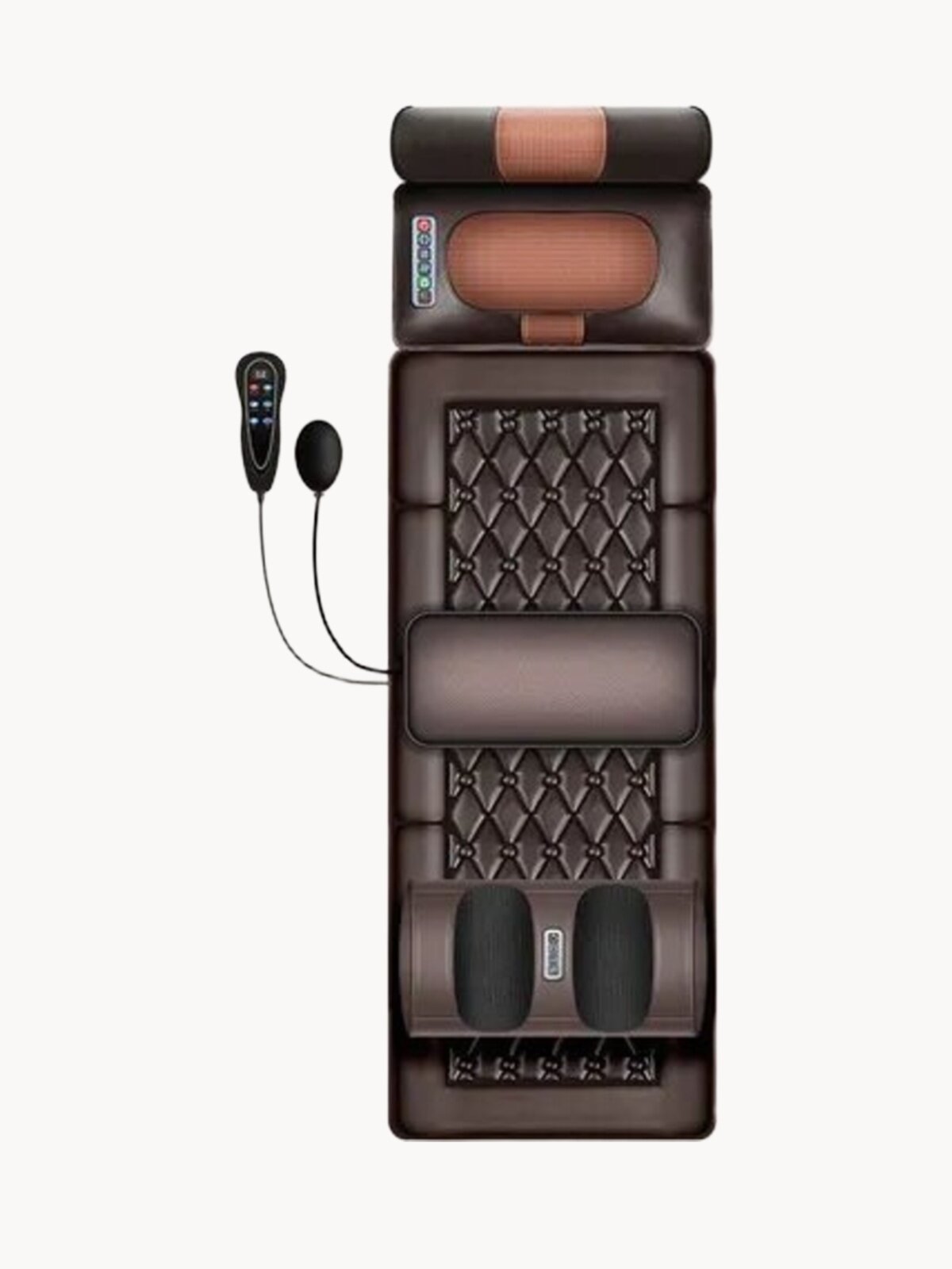 Массажный матрас с подогревом, массажер для шеи, спины, ног и тела, кожаный, с пультом