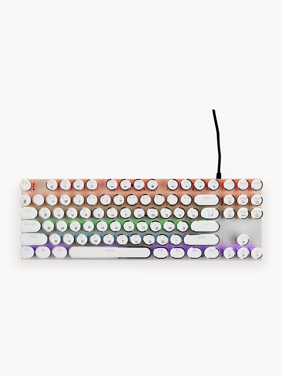 Механическая клавиатура с круглыми клавишами и RGB-подсветкой, белая, 87 клавиш