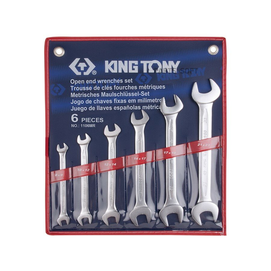 KING TONY Набор рожковых ключей, 8-23 мм, 6 предметов от официального дистрибьютора, KING TONY, артикул 1106MR
