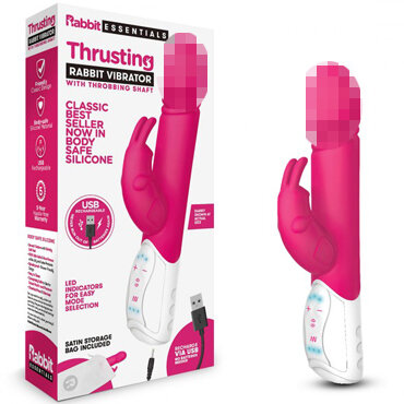 Rabbit Essentials Thrusting Rabbit Vibrator, розовый Кролик-вибратор с толкающей головкой
