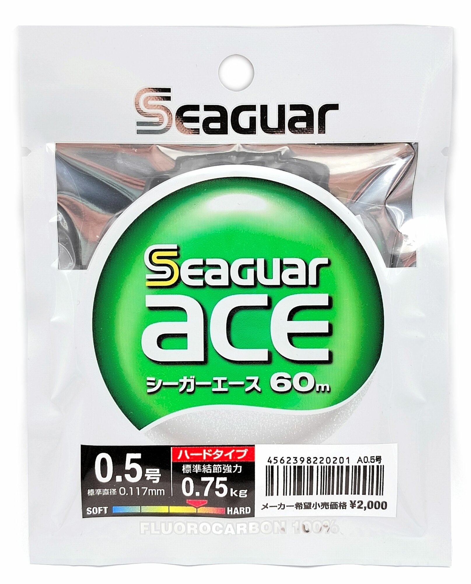 100% Флюорокарбон Seaguar Ace 60м. #0.5 (0,75кг/0,117мм.) белый, прозрачный