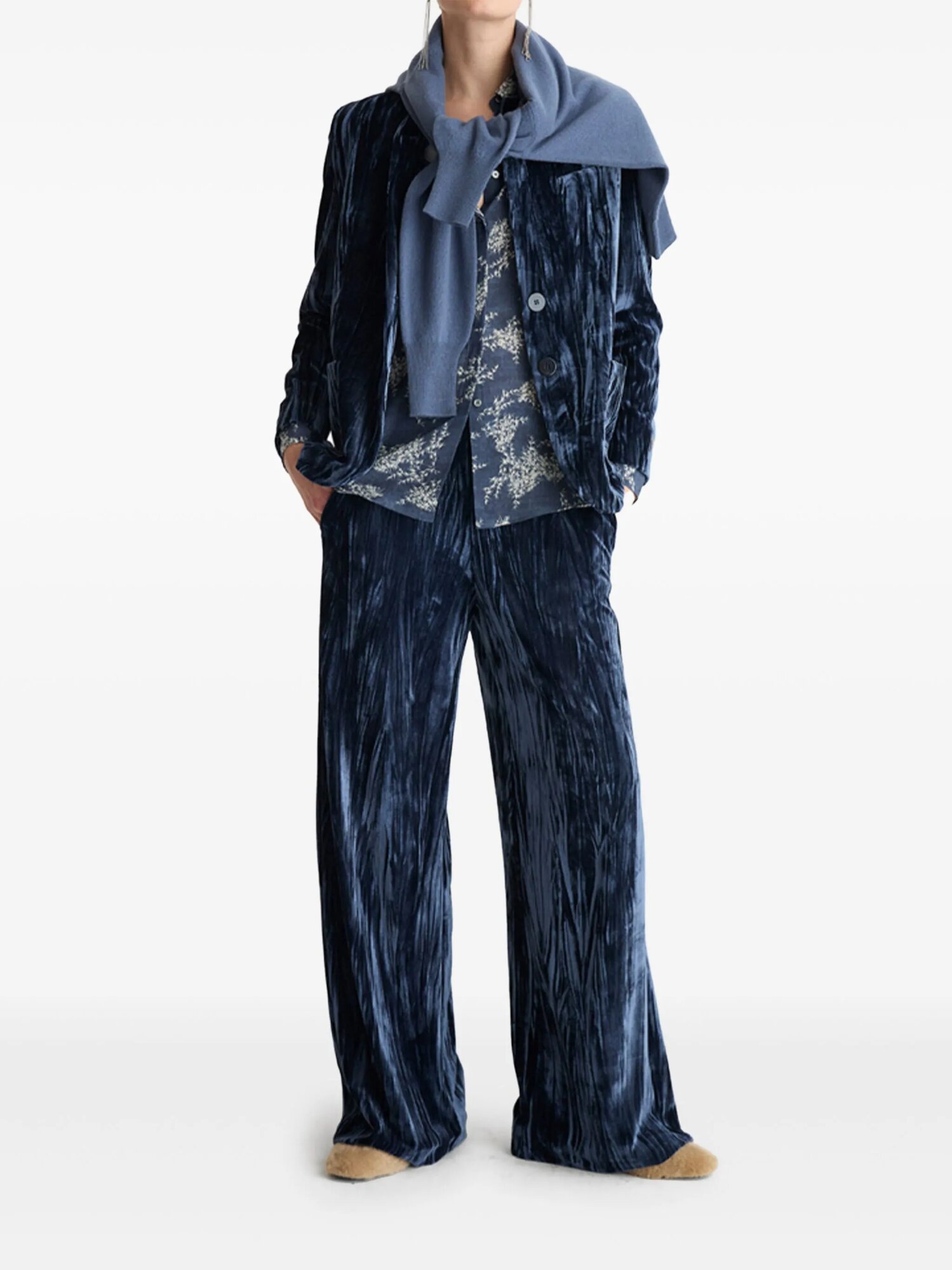 Пиджак Crushed-velvet blazer