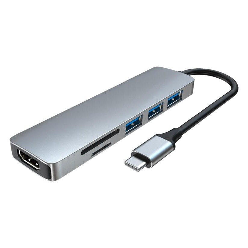 Док-станция USB C Hub4K, для MacBook, 6 в 1, 4K/30Hz, HD, USB 3.0, SD, TF
