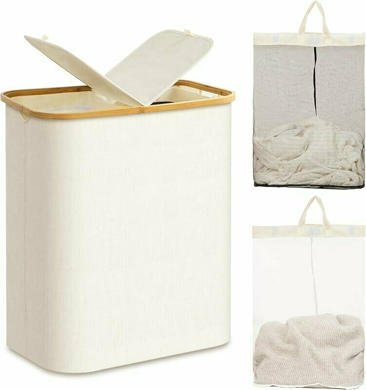 Двойной корзина для белья с крышкой