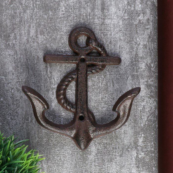 Настенный крючок декоративный «Якорь», металл, 13.5×12×3.5 см