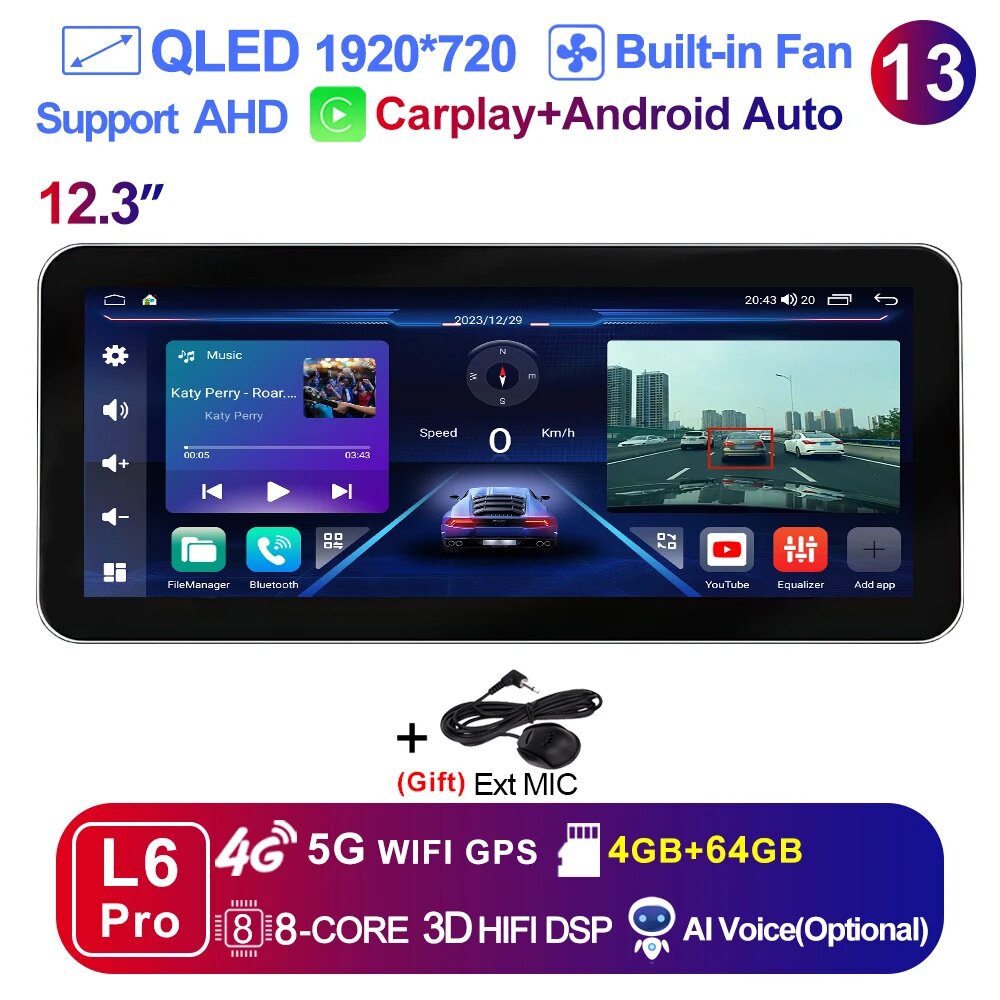 LEHX L6PRO 12,3 дюйма для BMW Mercedes Style Carplay Android Auto 2Din Автомобильный L6Pro(4-64GB)-0