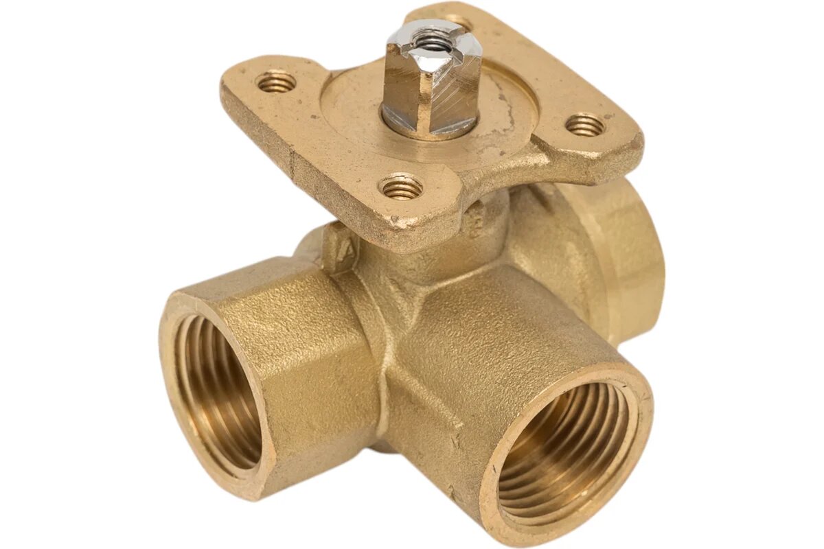 Клапан шаровой трёхходовой BVM DN15-KVS2.5, сантехнический узел, управление тремя потоками