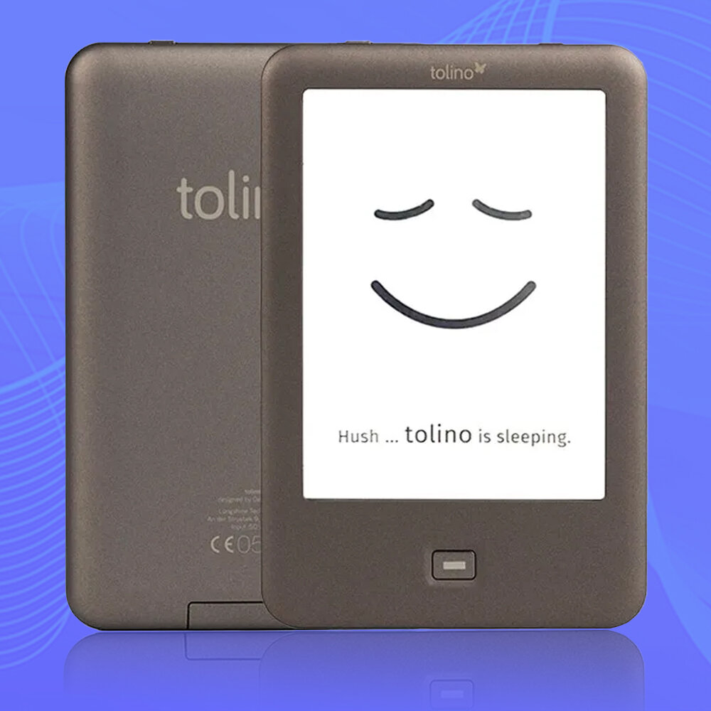Электронная книга Tolino Shine, 6 дюймов, 4ГБ, wifi, с подсветкой, microSD 32ГБ, черный матовый