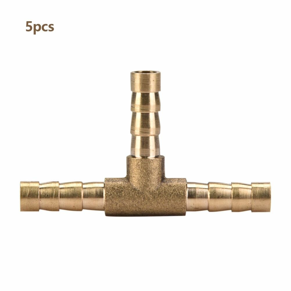 3-ходовые латунные фитинги для шлангов, 5 шт. Т-образных соединителей для воздуха, воды, масла, газа и других жидкостей