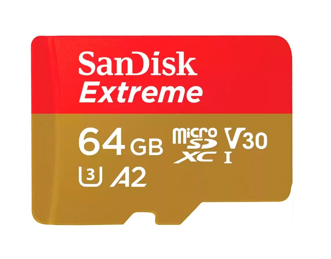 Карта памяти Sandisk Extreme micro SDXC 64Gb (170/80Mb/s) UHS-I U3 V30 A2 (SDSQXAH-064G-GN6MN)
