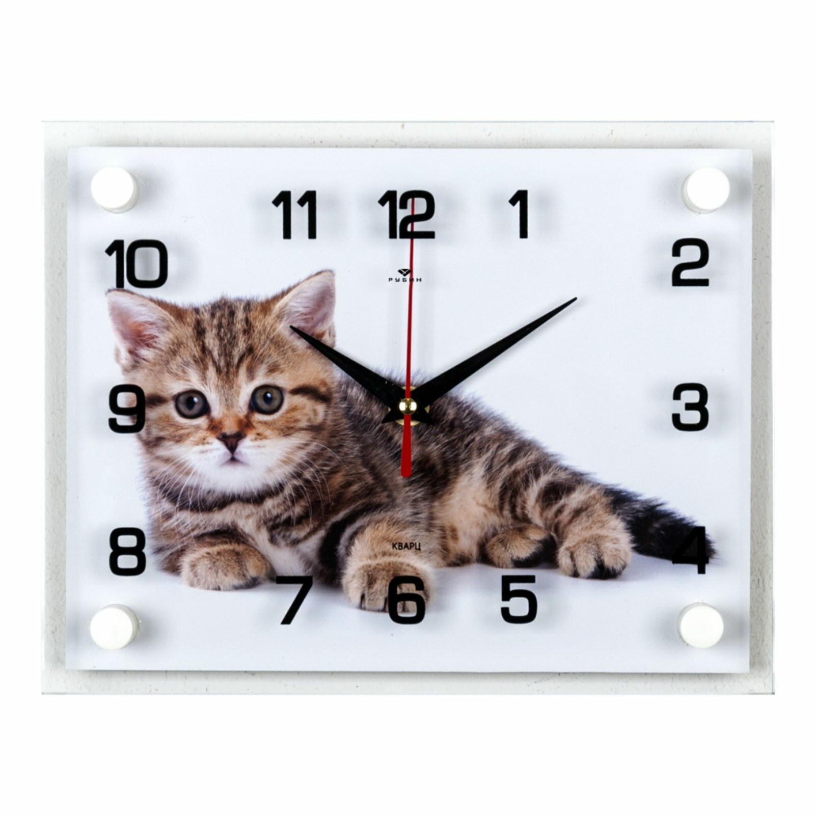 Часы настенные интерьерные "Котёнок", бесшумные, 20x26 см, форма: прямоугольная