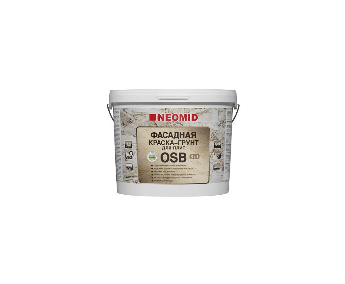 Грунт-краска Neomid Proff 3 в 1 для плит OSB 14 кг