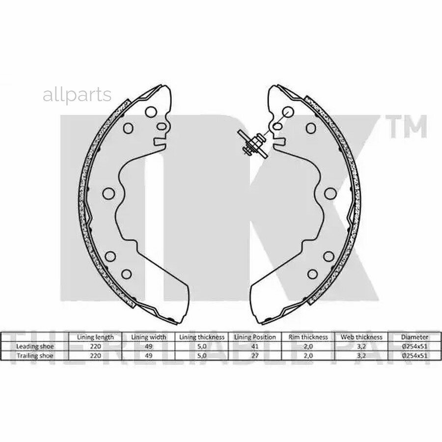 NK 2714528 Колодки тормозные барабанные Isuzu Trooper Opel Cam Fr 83-