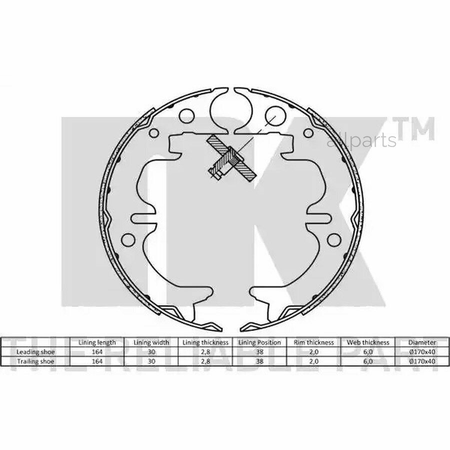 NK 2745651 Колодки тормозные барабанные Toy Cam Carin 86-92