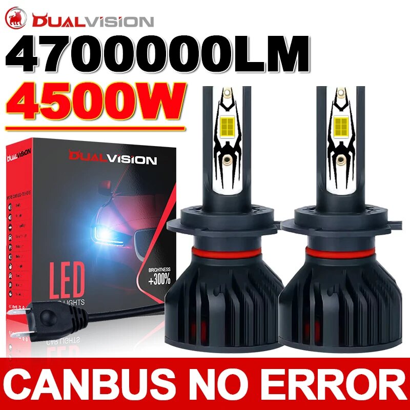 Dualvision 4500W H1 H4 H7 LED Canbus H8 H11 9005 HB3 9006 HB4 9012 Hir2 Светодиодная лампа 9006/HB4