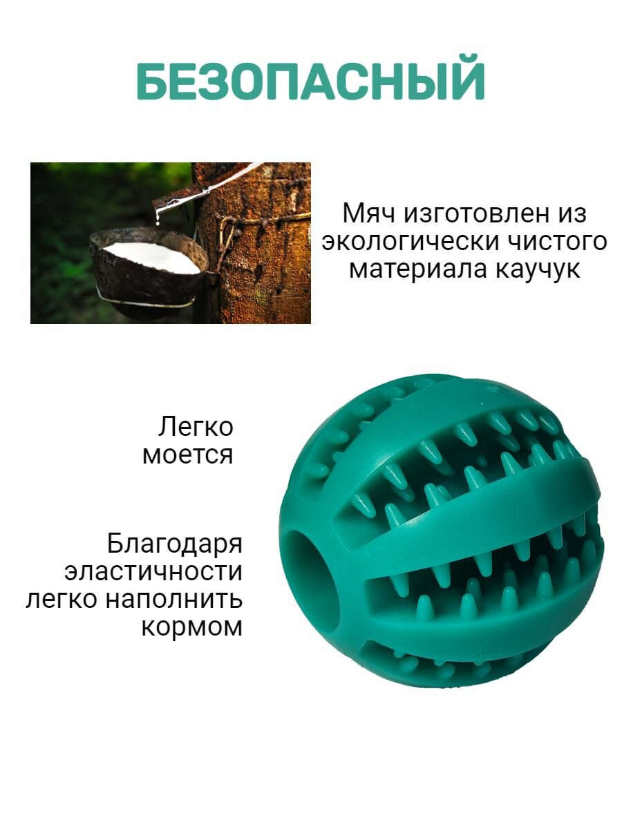 Мяч для собак "Жевательная игрушка", 7 см, термопластичная резина, голубой — фото 1