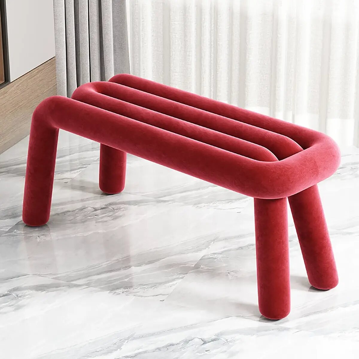 Скамейка дизайнерская в стиле BOLD BENCH by Big Game (цвет красный)