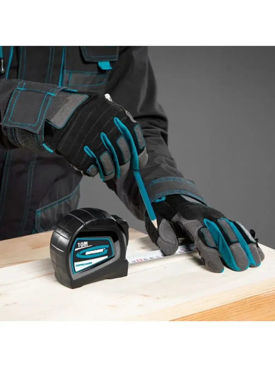 Рулетка строительная 10м х 25мм, двустор. шкала, GROSS 31126