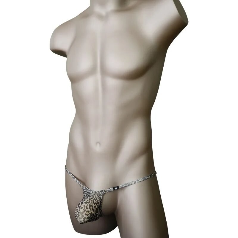 Мужские леопардовые стринги из ледяного шелка М, Leopard