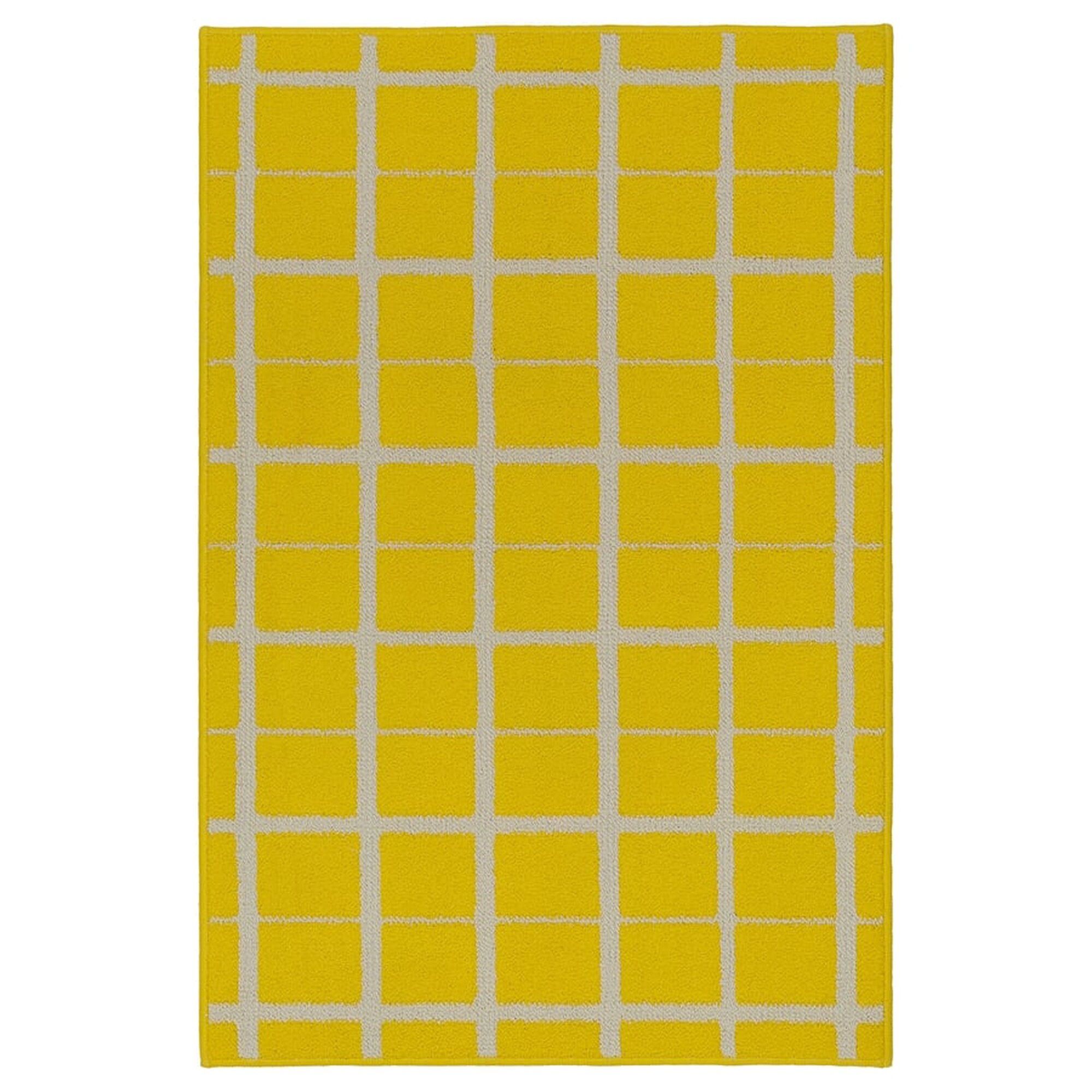 Ковер с коротким ворсом IKEA VANDPLATS 606.009.47, желтый/клетчатый, 60x90 см
