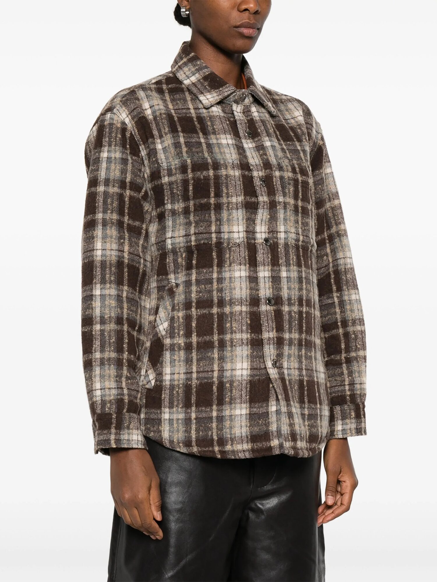 Рубашка Dunst Checked patch-pocket shirt, размер XL, brown — фото 1
