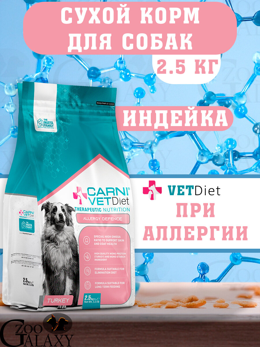 CARNI VET DIET Корм Allergy Defense для собак индейка 2,5 кг