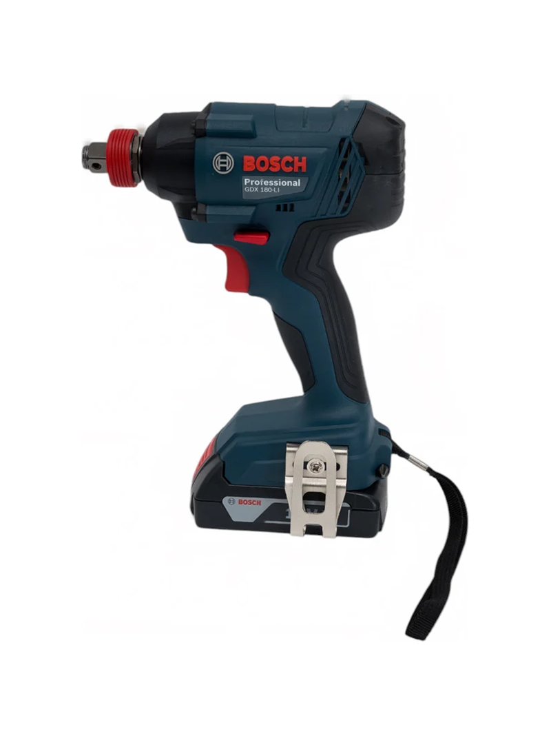 Гайковерт BOSCH GDX 180-LI, акк, LiIon 18В, 1/4"+1/2", 180Hм, 2акб, кейс