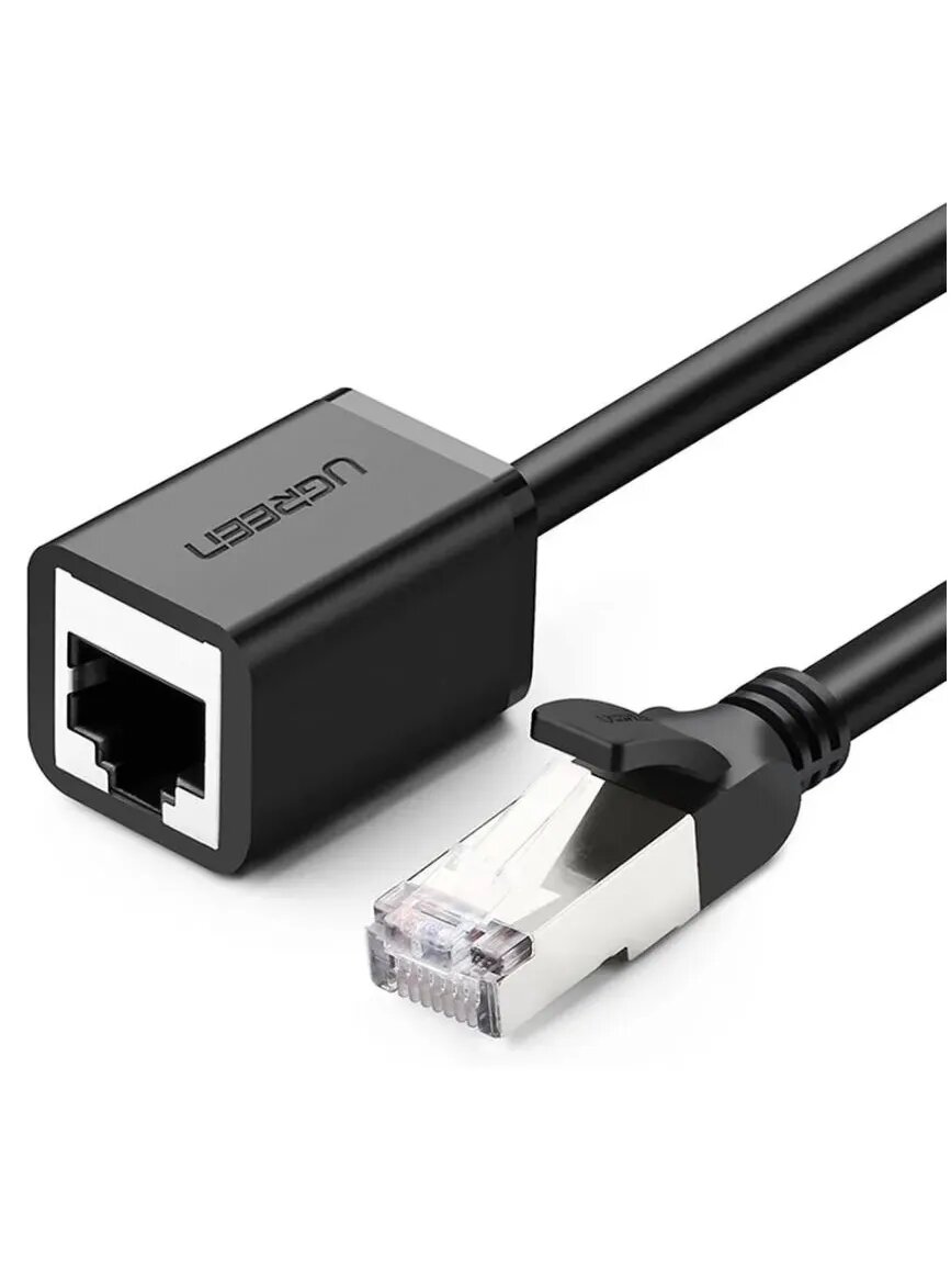 Удлинитель UGREEN NW112 Cat 6 F/UTP Ethernet RJ45 Extension Male/Female Patch Cords, длина: 3м, цвет: черный