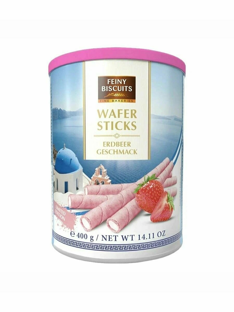 Вафельные трубочки Feiny Biscuits с клубничным кремом 400гр из Австрии