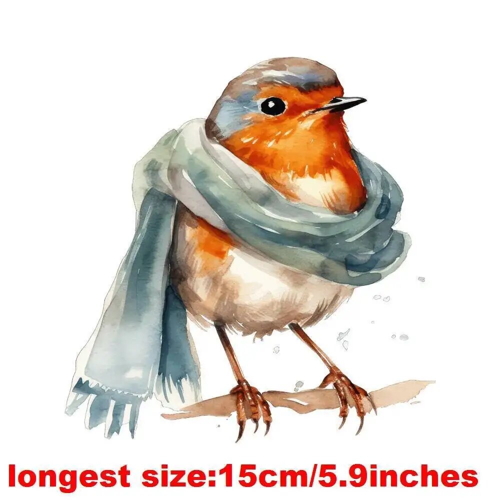 Детские мультяшные птицы в шарфе DTF нашивки 15см YTH0189-15