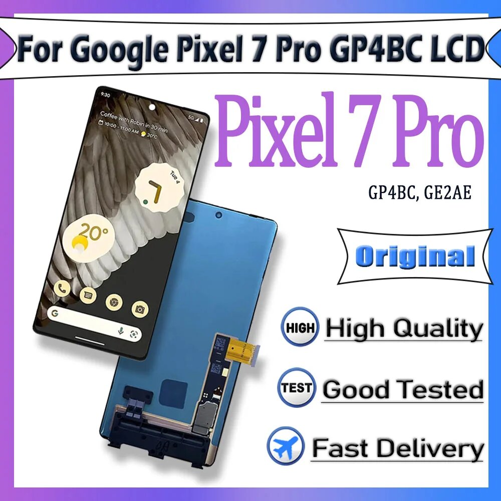 6,7 "оригинальный ЖК-дисплей для Google Pixel 7 Pro, сменный преобразователь сенсорного экрана в сборе для Google Pixel 7Pro GP4BC GE2AE Black With Frame