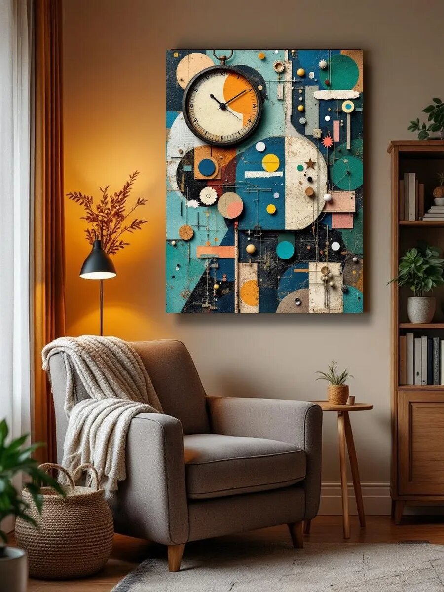 Картина орнамент с часами