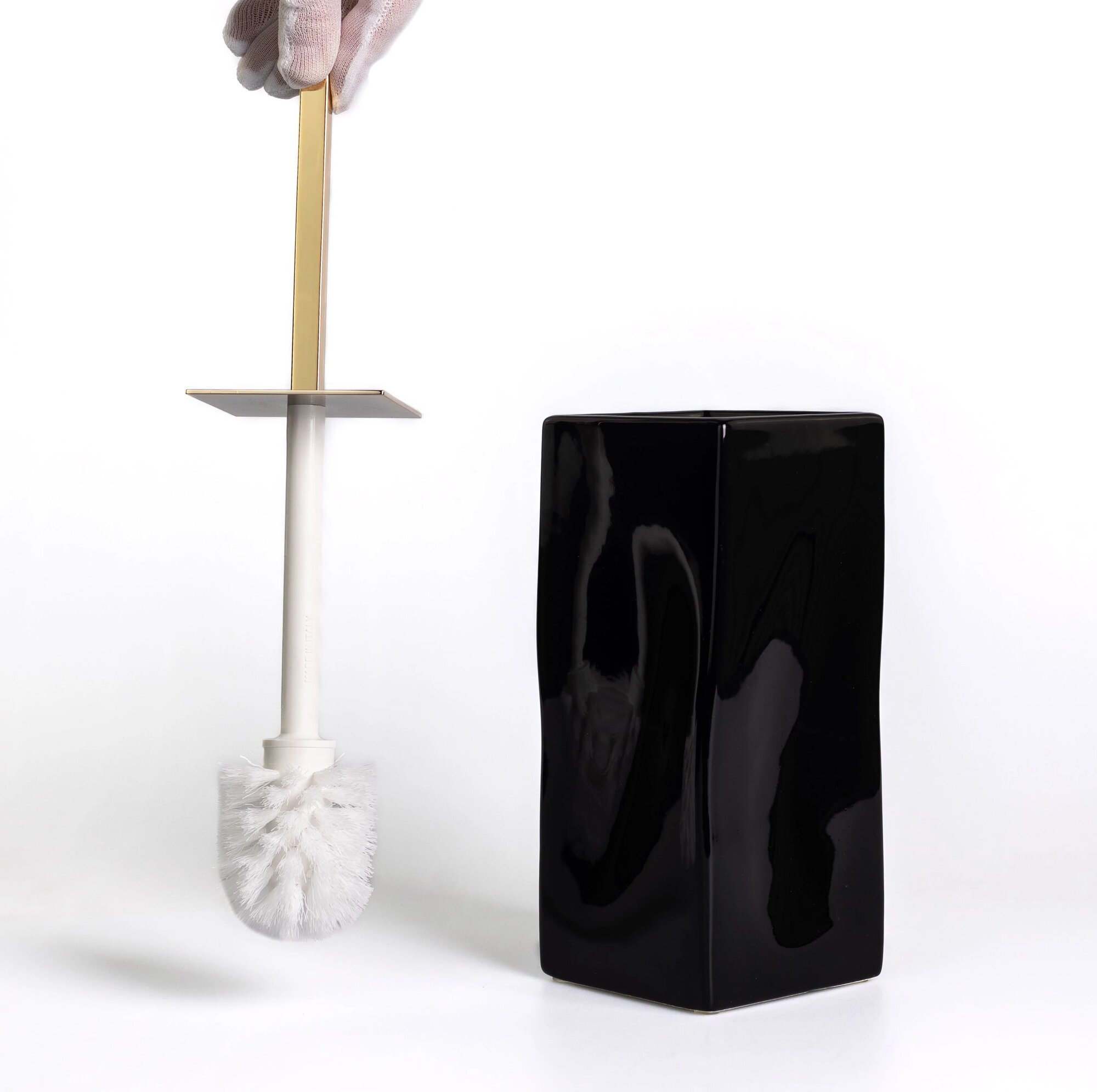 Stil Haus Prisma, напольный керамический ёрш, цвет золото - черная керамика