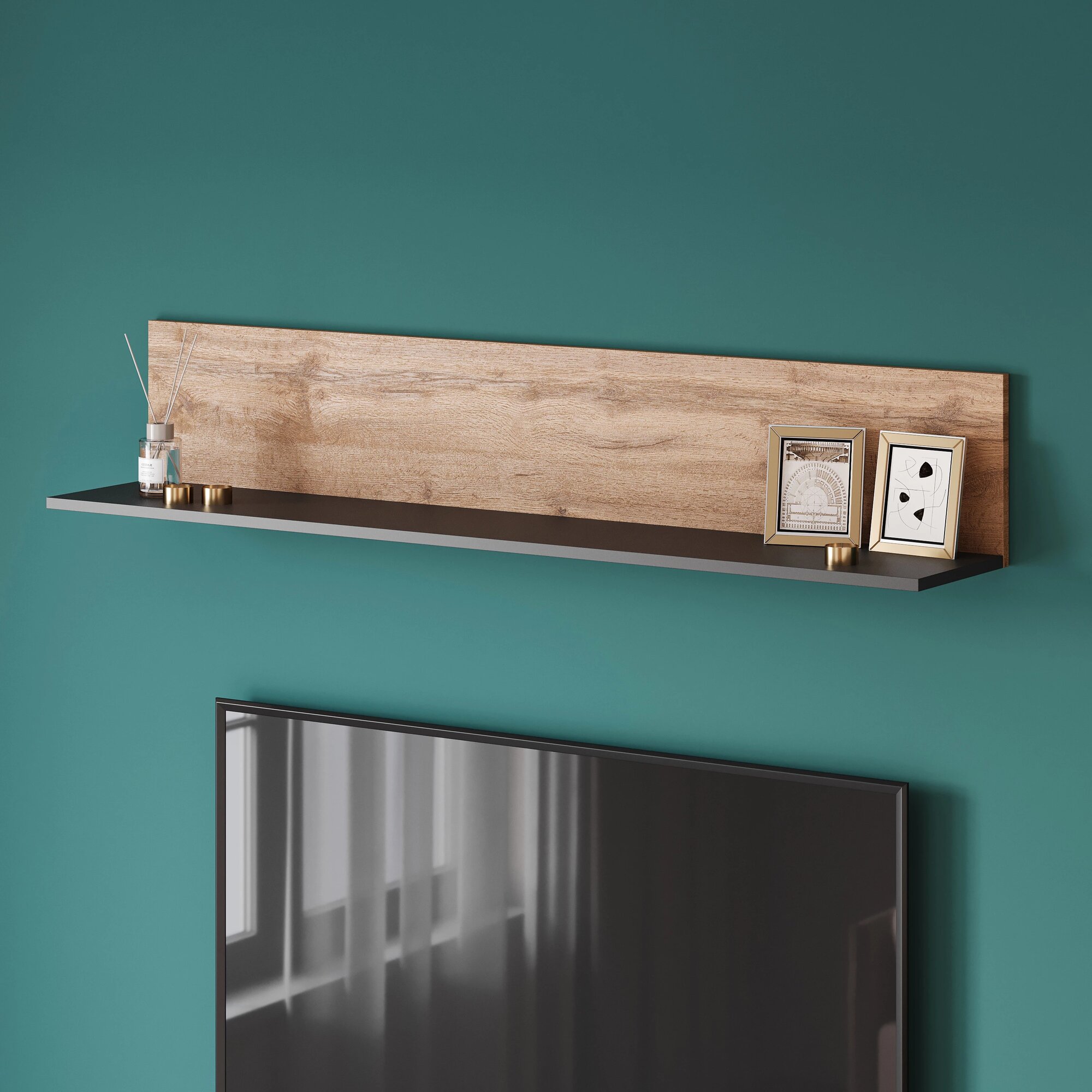 Полка DIWO Кострома 140x25х25 см дуб вотан, антрацит