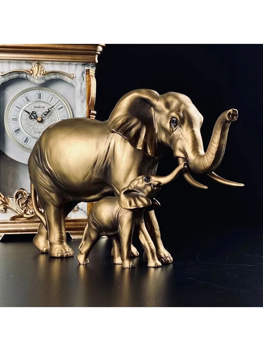 Статуэтка Lenardi "Слон со слонёнком" 30,5см полистоун