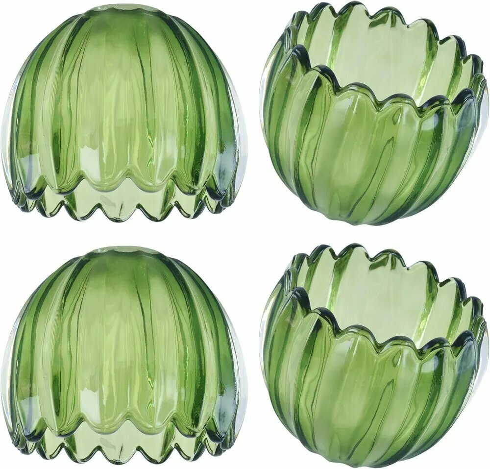 E27 Сменный стеклянный плафон Тюльпан, зеленый, 4 шт, диаметр 16 см x высота 12 см, для люстры, настольной лампы и бра