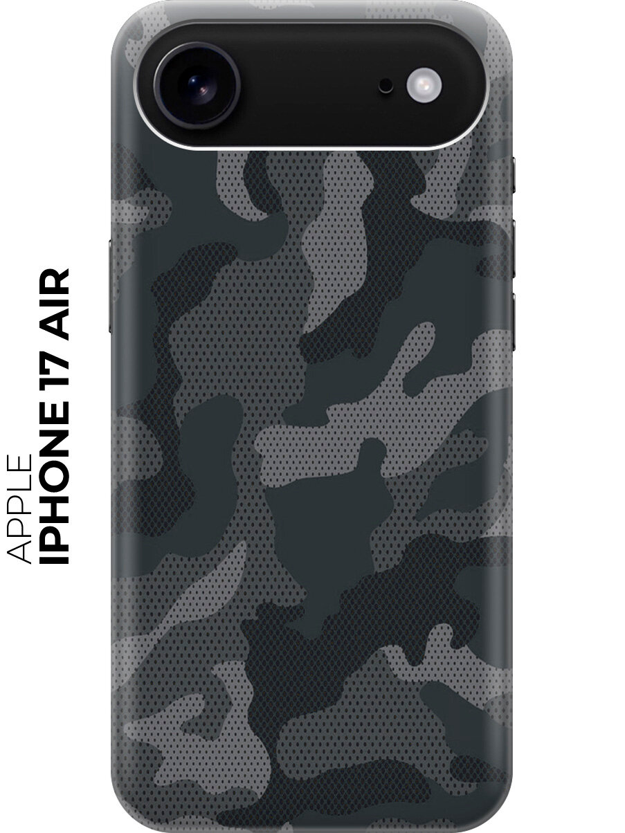 Силиконовый чехол на Apple iPhone 17 Air с принтом "Серо-синий камуфляж"