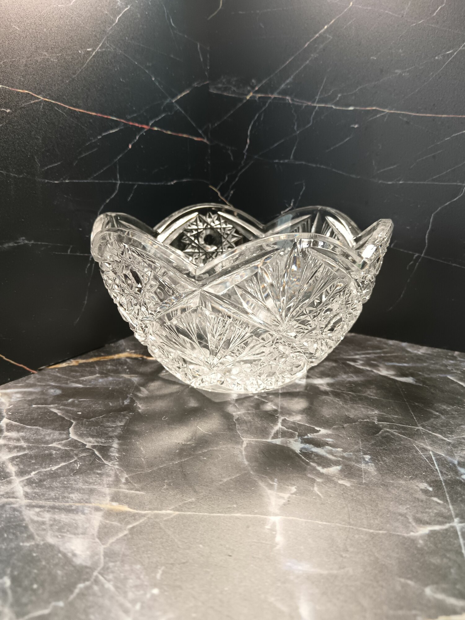 Хрустальная конфетница/салатник/ваза круглой формы, низкая, винтаж СССР