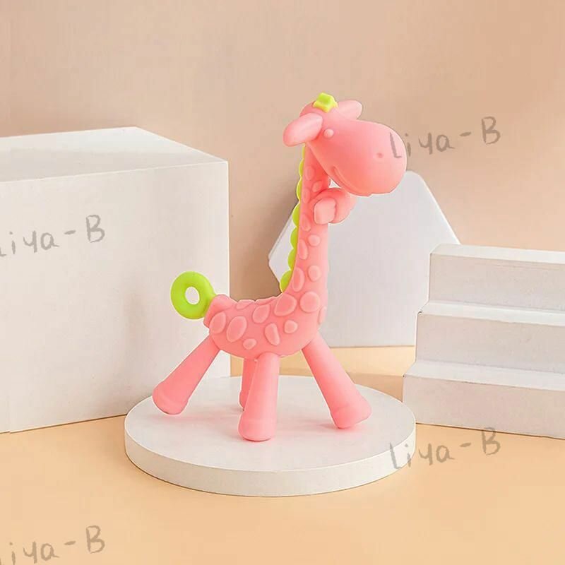 Жевательная игрушка для младенцев в виде жирафа из силикона, игрушка для прорезывания зубов, предотвращает сосание пальцев, с дизайном олененка, незаменимый товар для мам и детей, отличный подарок.