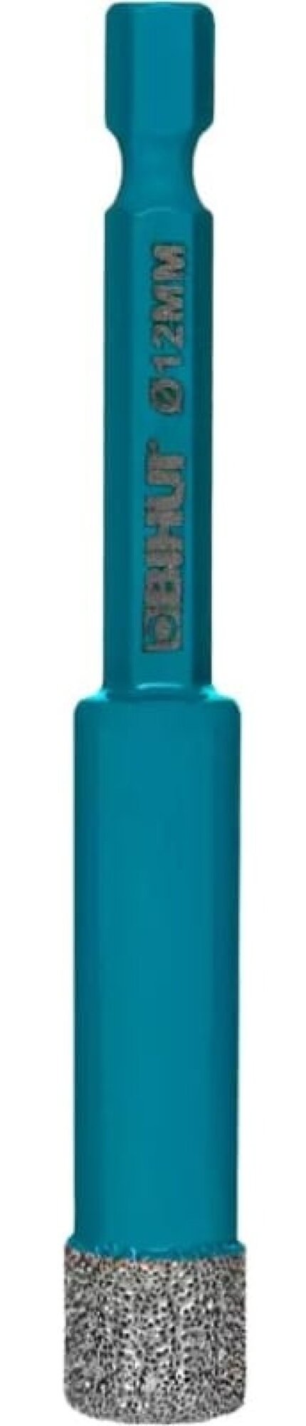 Коронка алмазная BIHUI / Бихай для дрели, по керамограниту, сухой рез, шестигранный хвостовик HEX, диаметр 12мм / инструменты