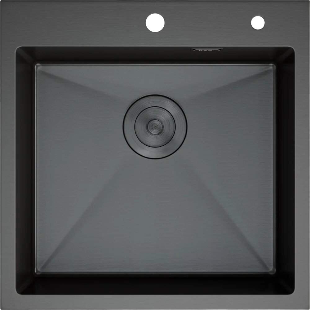 Мойка кухонная D&K DKS505006 металлическая, 50x50, мойка для кухни, квадратная, черная, под столешницу, серая