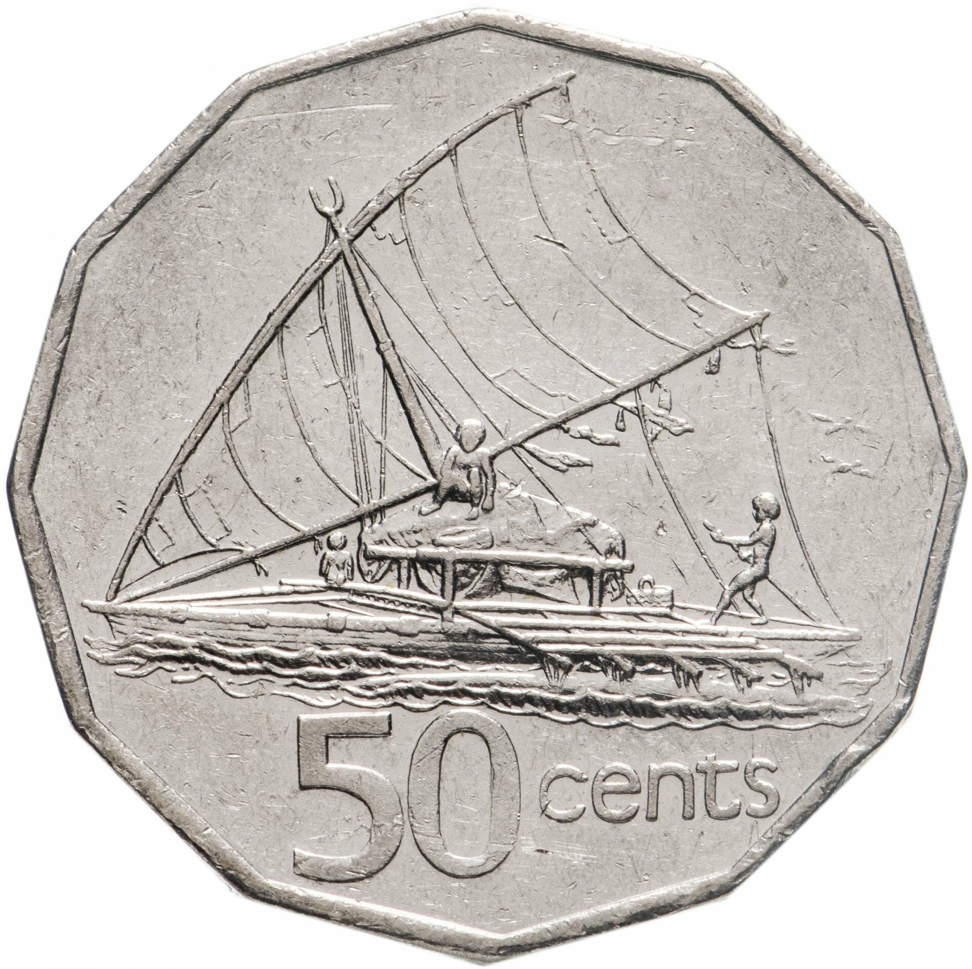 Фиджи 50 центов cents 1990-2006, случайная дата, Мельхиор медь-никель, в сохранности XF-AU