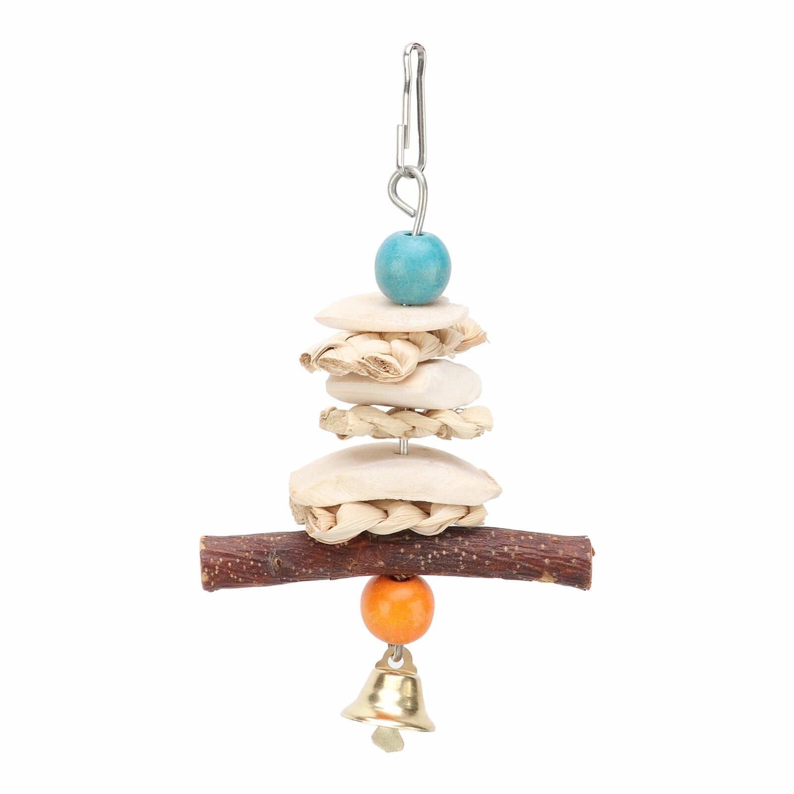 Жевательные игрушки в виде африканского серого попугая с колокольчиком. Подвесная игрушка-каракатица 15 см для волнистых попугаев, 5,9 дюйма, прочная и безопасная для длительного удовольствия.