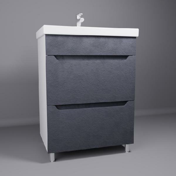 Рим Como 60 тумба 2 ящика графит с доводчиком + раковина Миранда 60, АВК