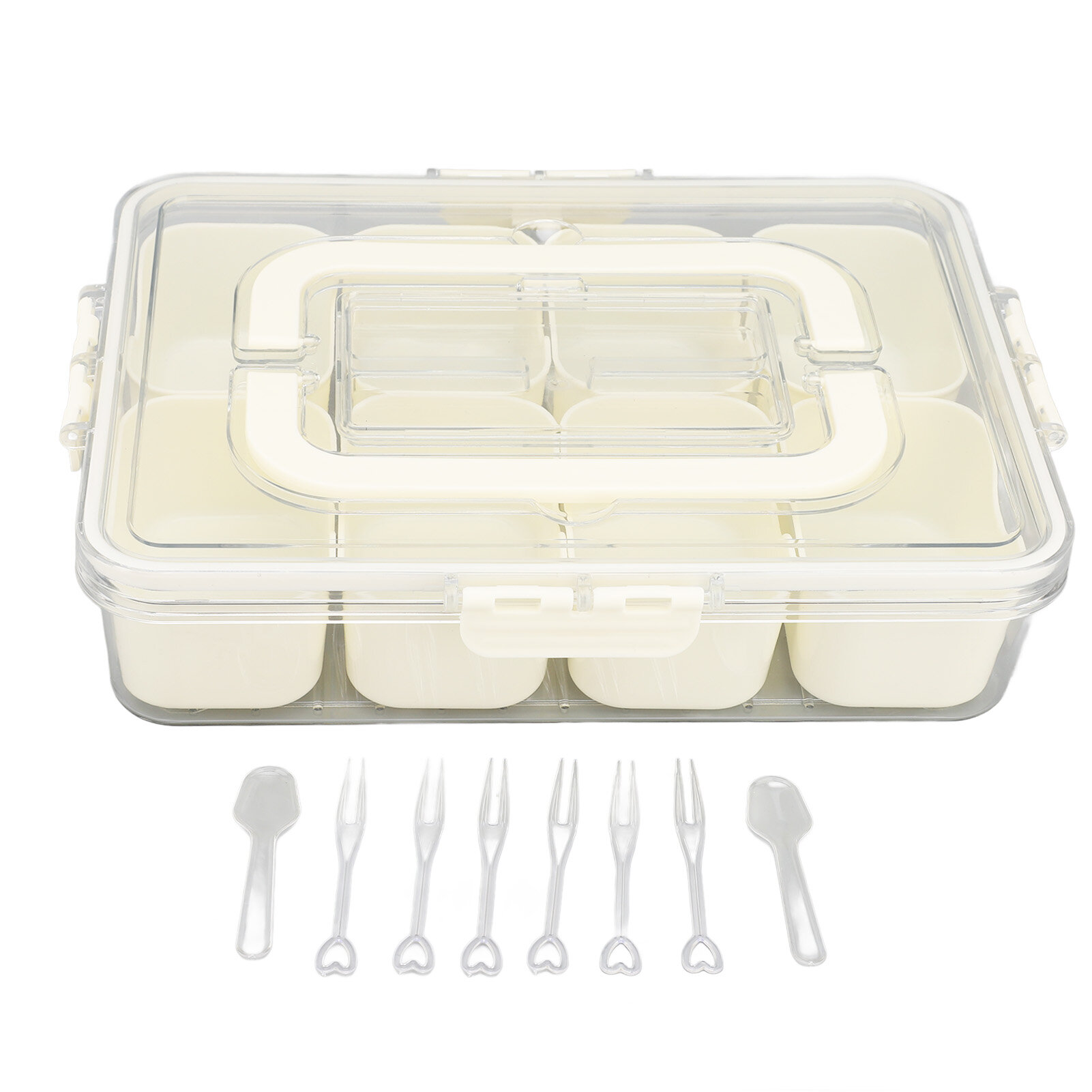 Портативные закуски коробки контейнер 8 отсека прозрачные закусочные блюда разделенные порционные лотки с крышкой и ручкой для конфет -вегетарианских фруктовых орехов