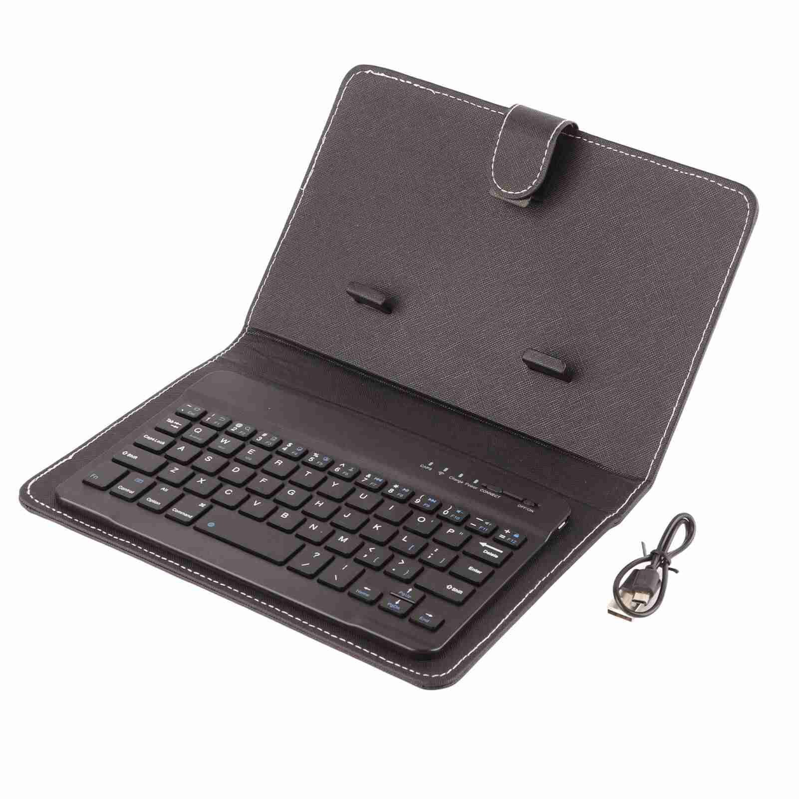 Universal Wireless Bluetooth Keyboard Flip Case Cover with Stand for IOS/ Android Phones Black