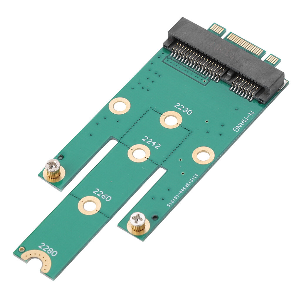 Адаптерная плата MSATA в NGFF Интерфейс MSATA в преобразователь M.2 NGFF Материал ABS Цвет Зеленый Размер 3*5cm Поддержка M.2 NGFF SSD сокет 2 (B key) режим передачи SATA Пакет 1 шт.