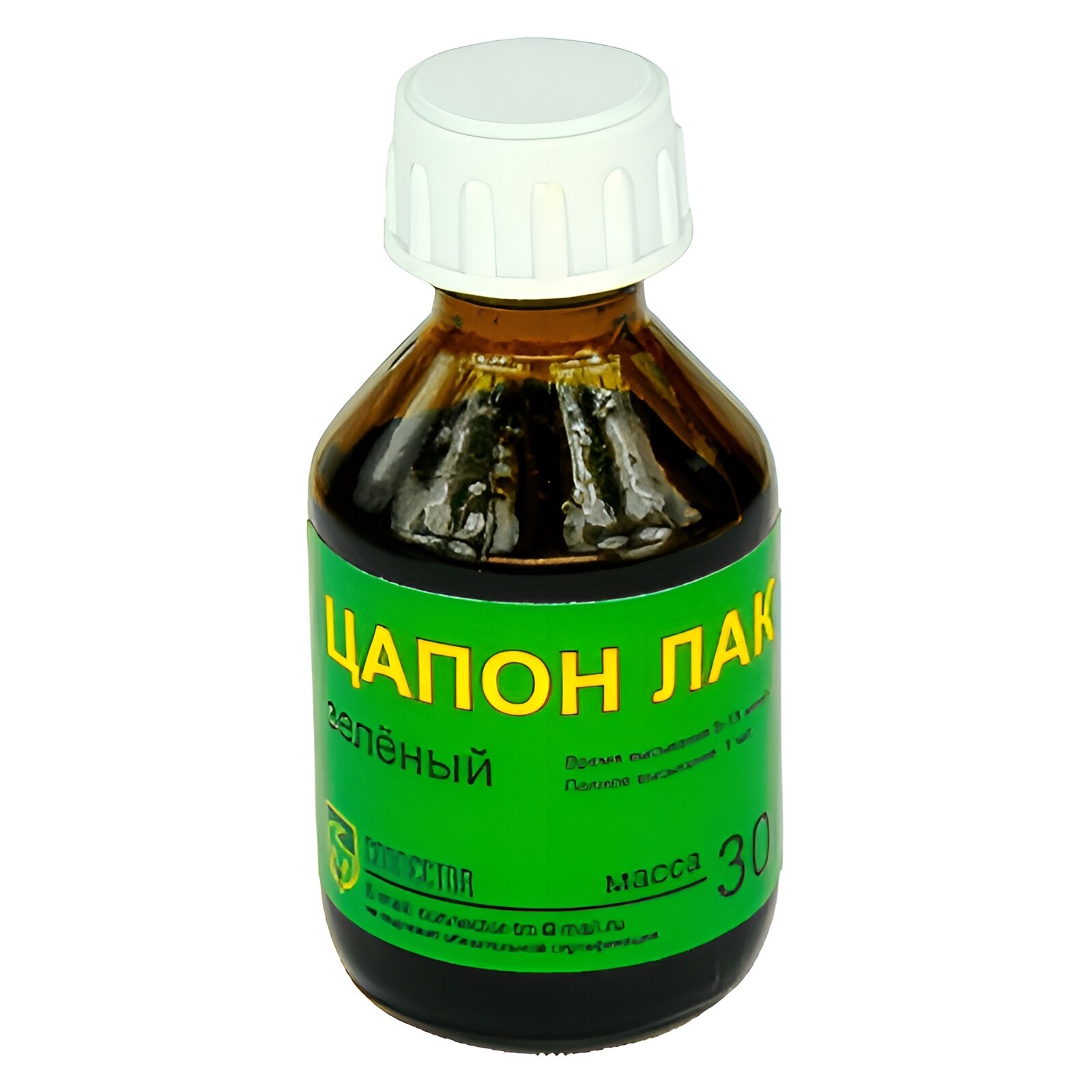 Лак цапон (зеленый - 30мл), для покрытия поверхностей изделий из металлов, а также стекла, бумаги