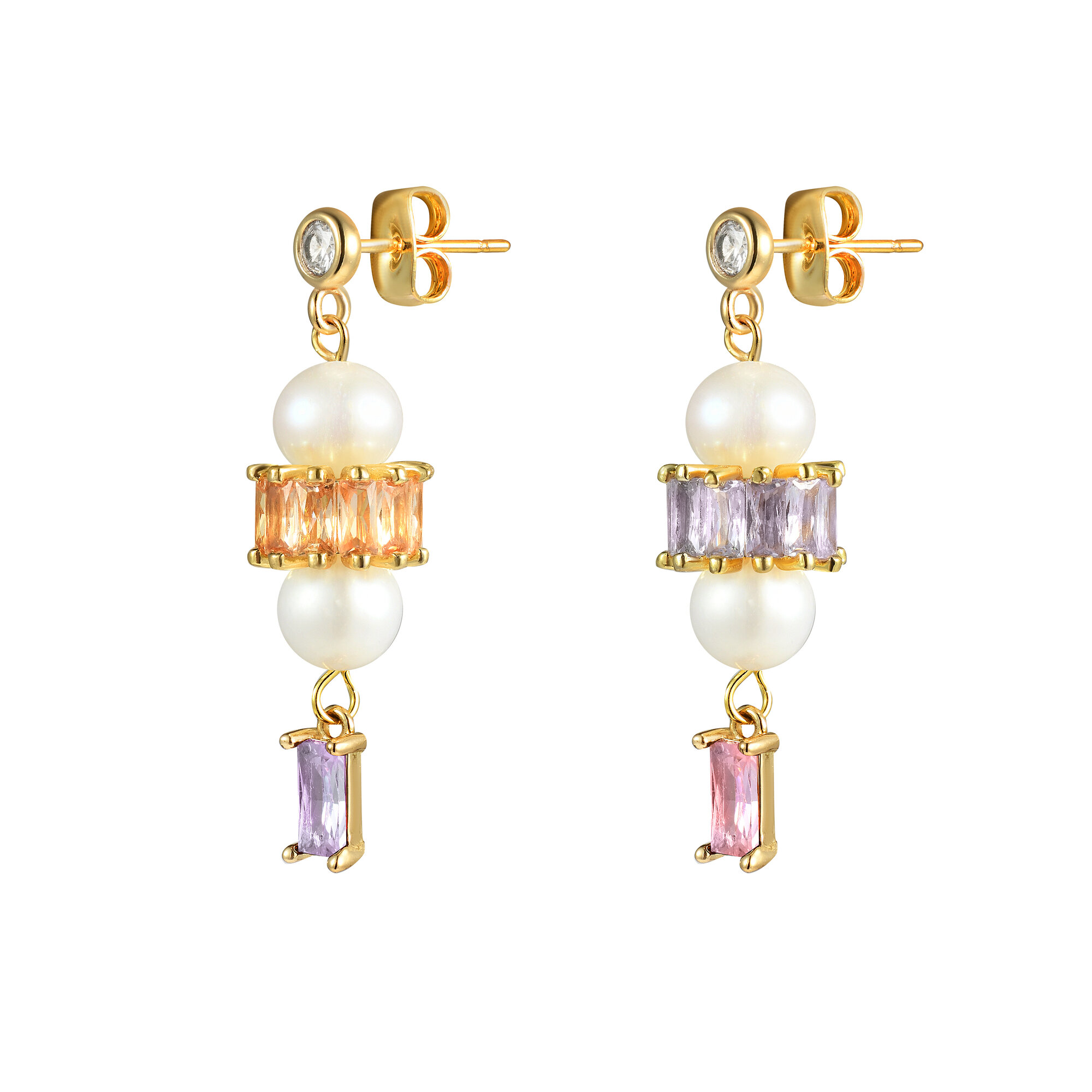 Серьги пусеты, жемчуг пресноводный культивированный